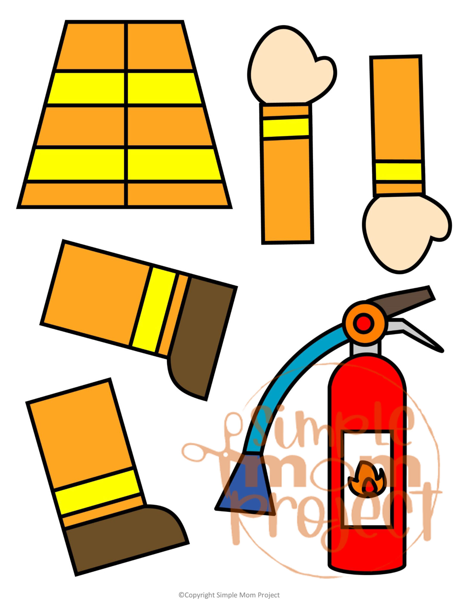 Printable Firefighter Paper Bag Puppet Template – Simple Mom Project