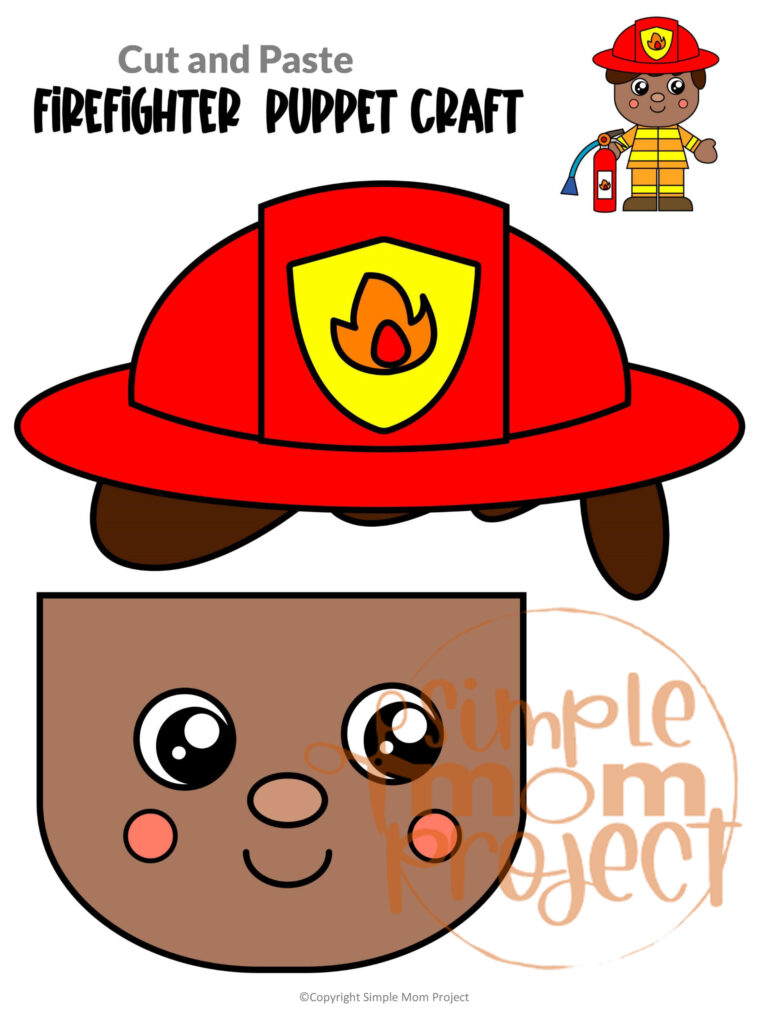 Printable Firefighter Paper Bag Puppet Template – Simple Mom Project