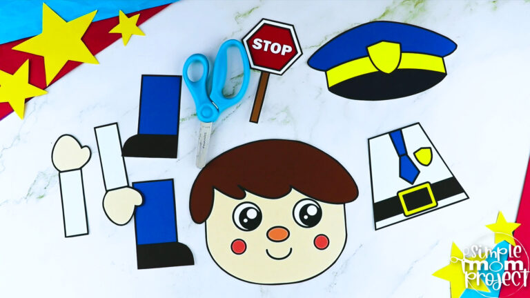 Printable Police Officer Paper Bag Puppet Template – Simple Mom Project