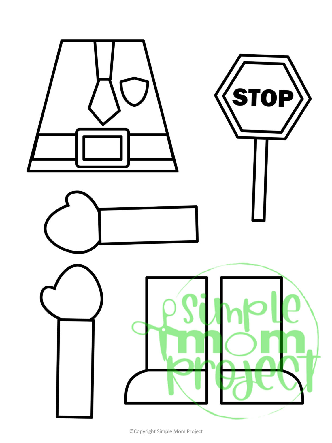 Printable Police Officer Paper Bag Puppet Template – Simple Mom Project