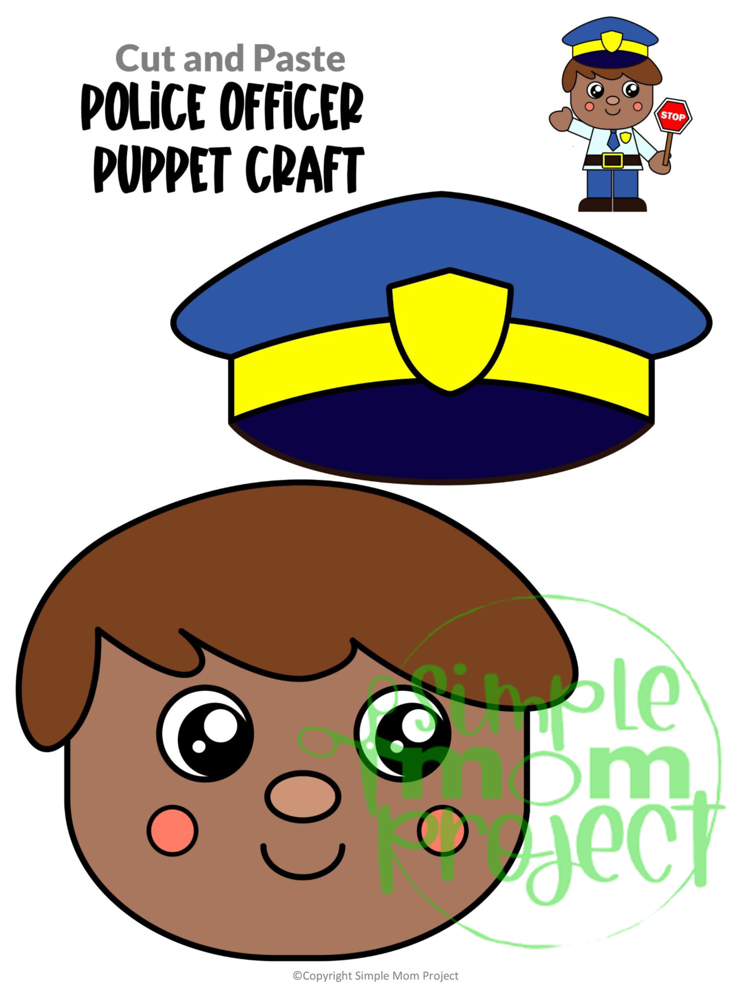 Printable Police Officer Paper Bag Puppet Template – Simple Mom Project