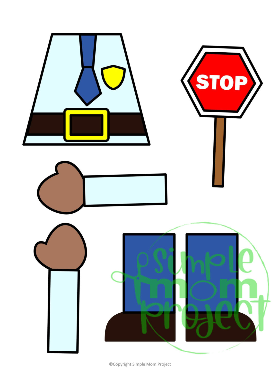 Printable Police Officer Paper Bag Puppet Template – Simple Mom Project