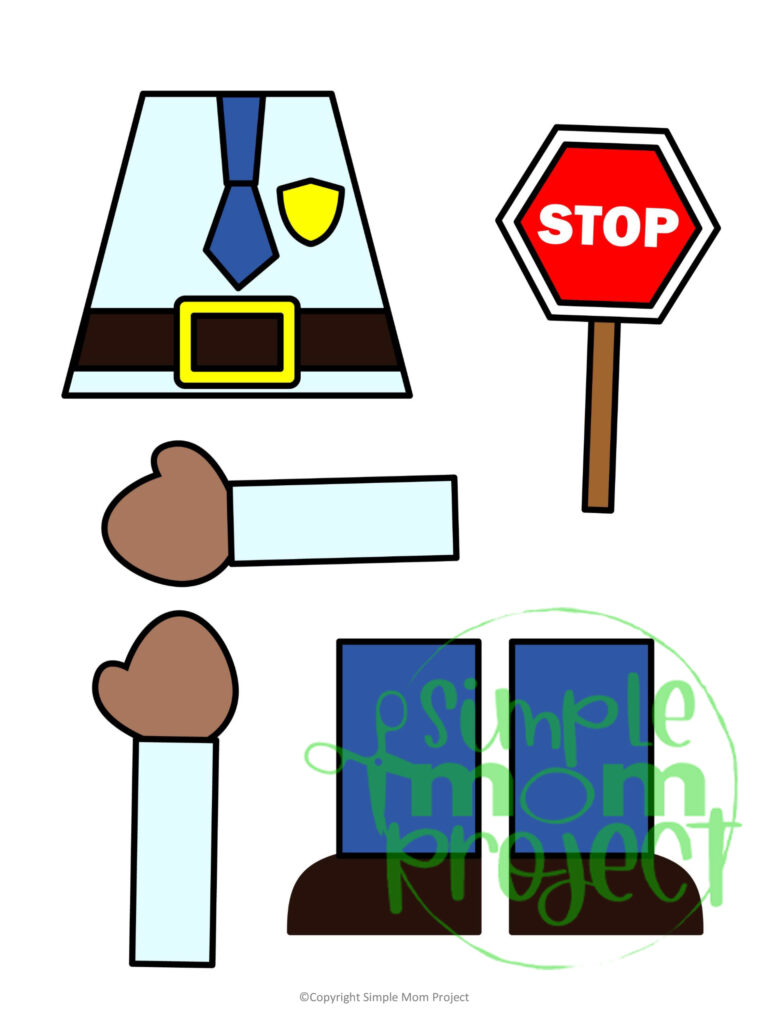Printable Police Officer Paper Bag Puppet Template – Simple Mom Project