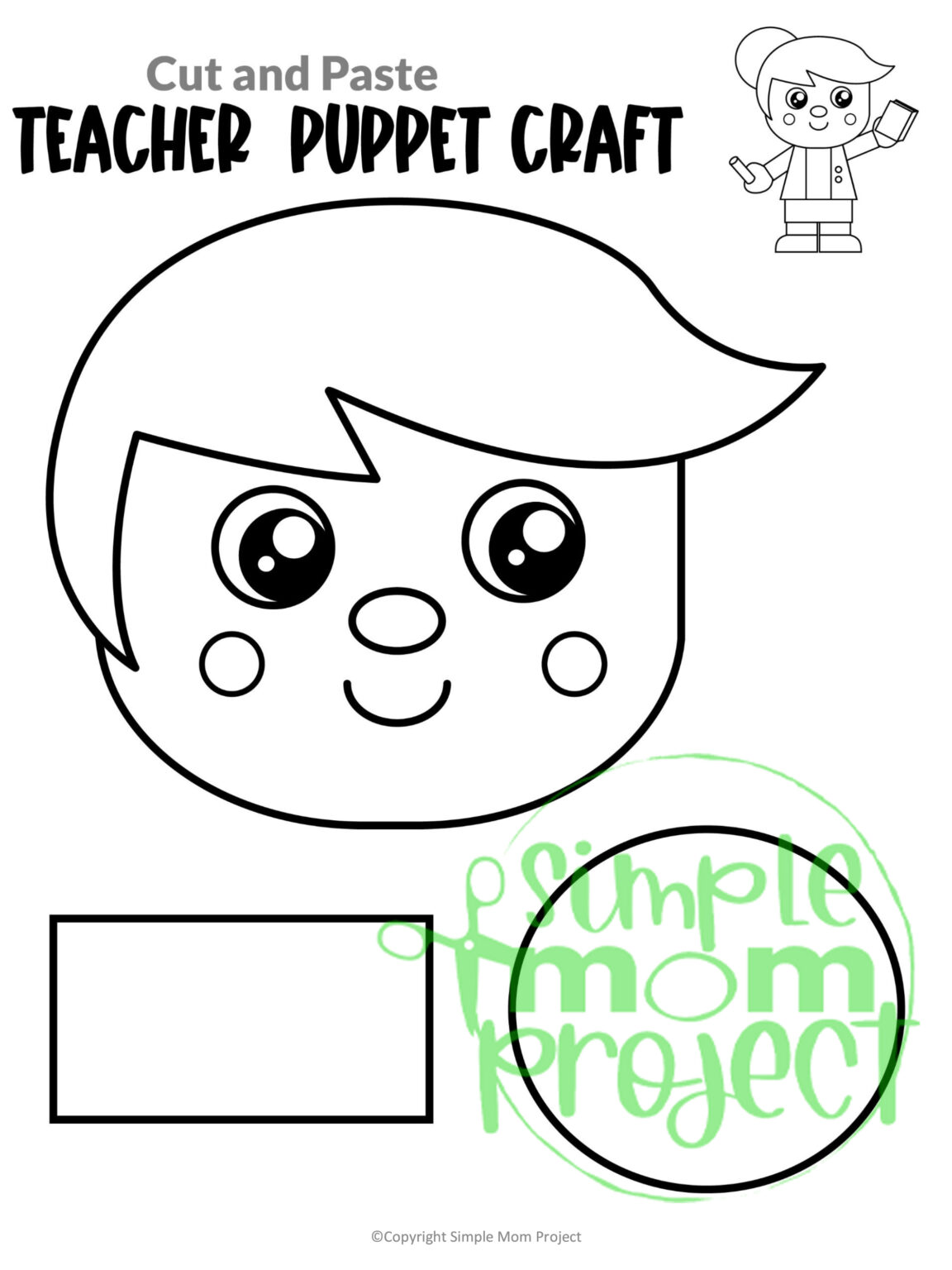 Printable Teacher Paper Bag Puppet Template – Simple Mom Project