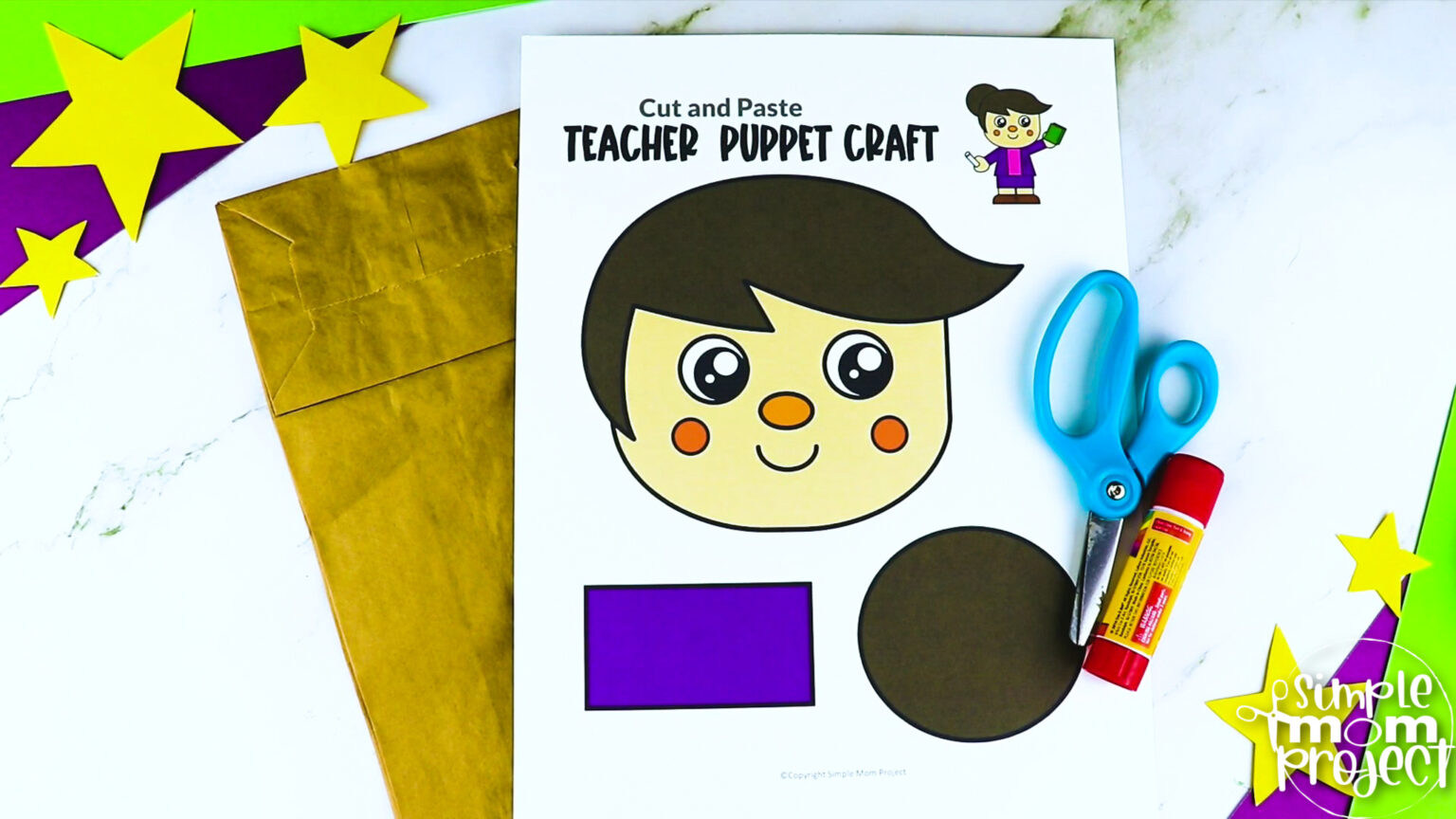 Printable Teacher Paper Bag Puppet Template – Simple Mom Project