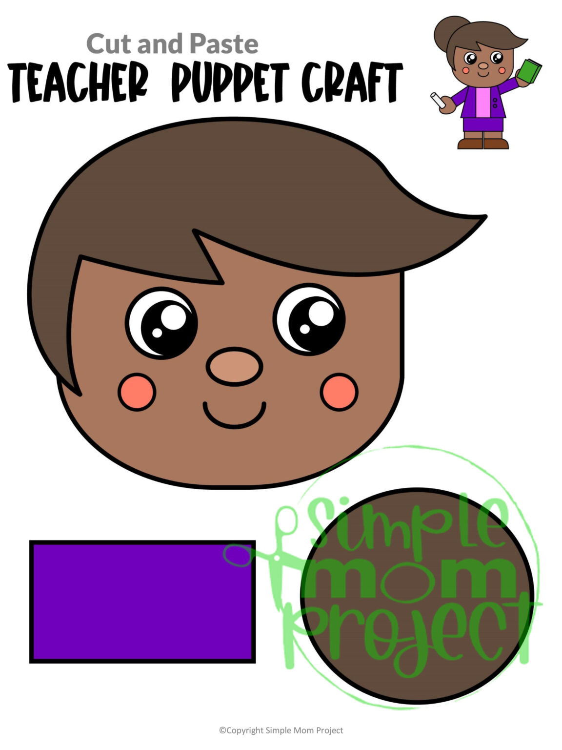 Printable Teacher Paper Bag Puppet Template – Simple Mom Project