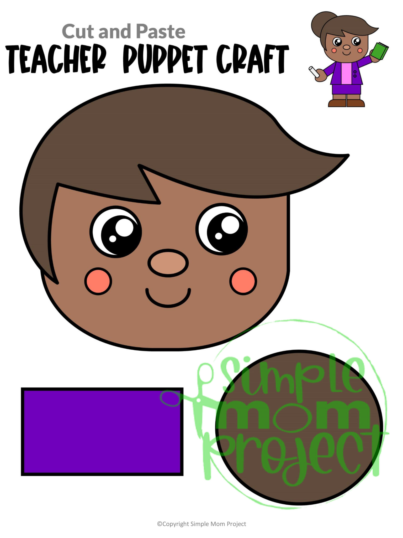 Printable Teacher Paper Bag Puppet Template – Simple Mom Project