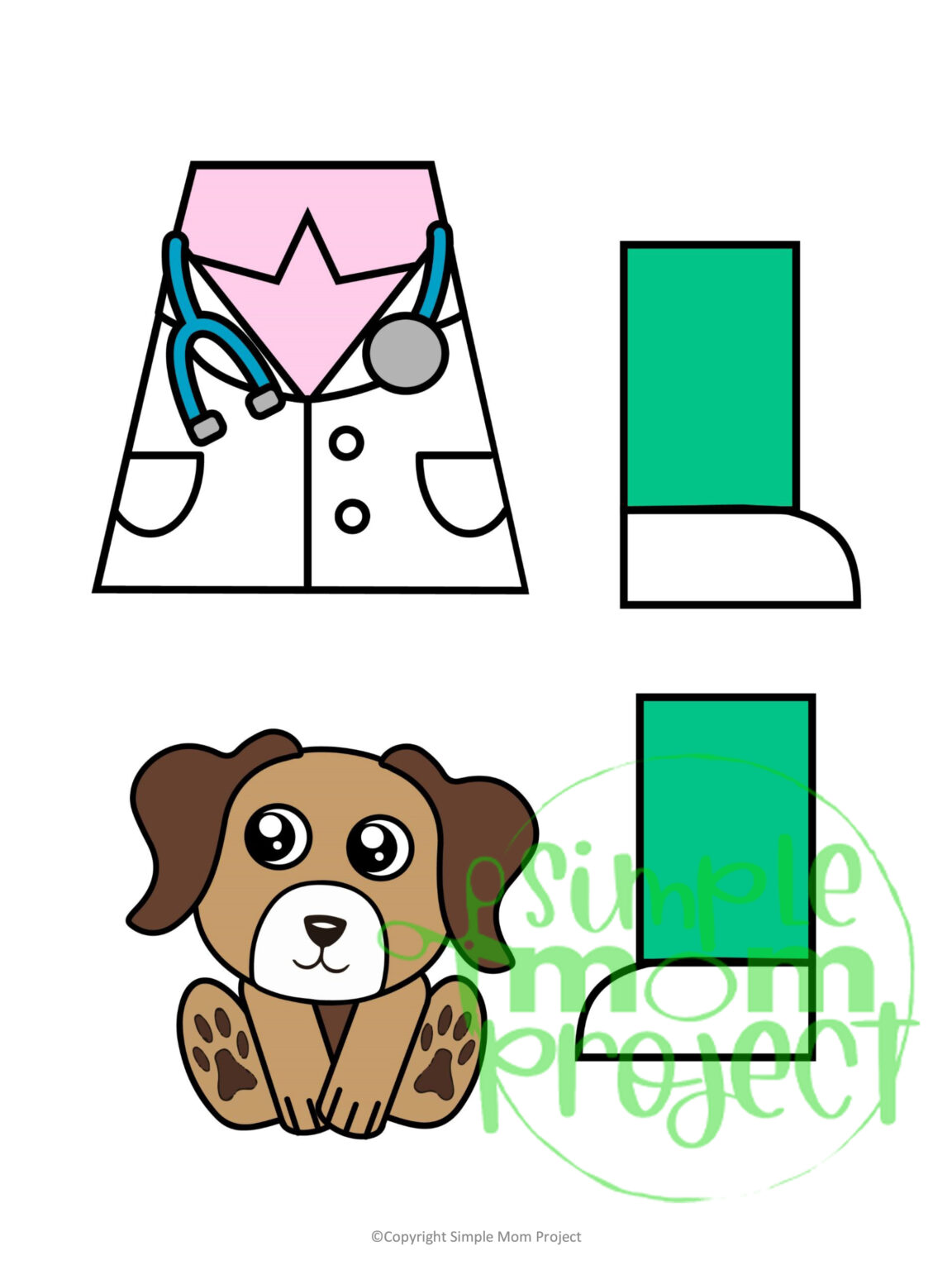 Printable Veterinarian Paper Bag Puppet Template – Simple Mom Project