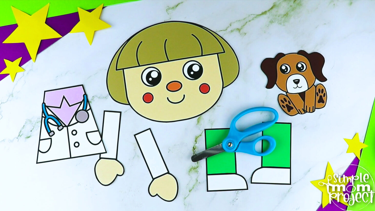 Printable Veterinarian Paper Bag Puppet Template – Simple Mom Project