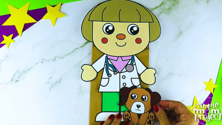 Printable Veterinarian Paper Bag Puppet Template - Simple Mom Project