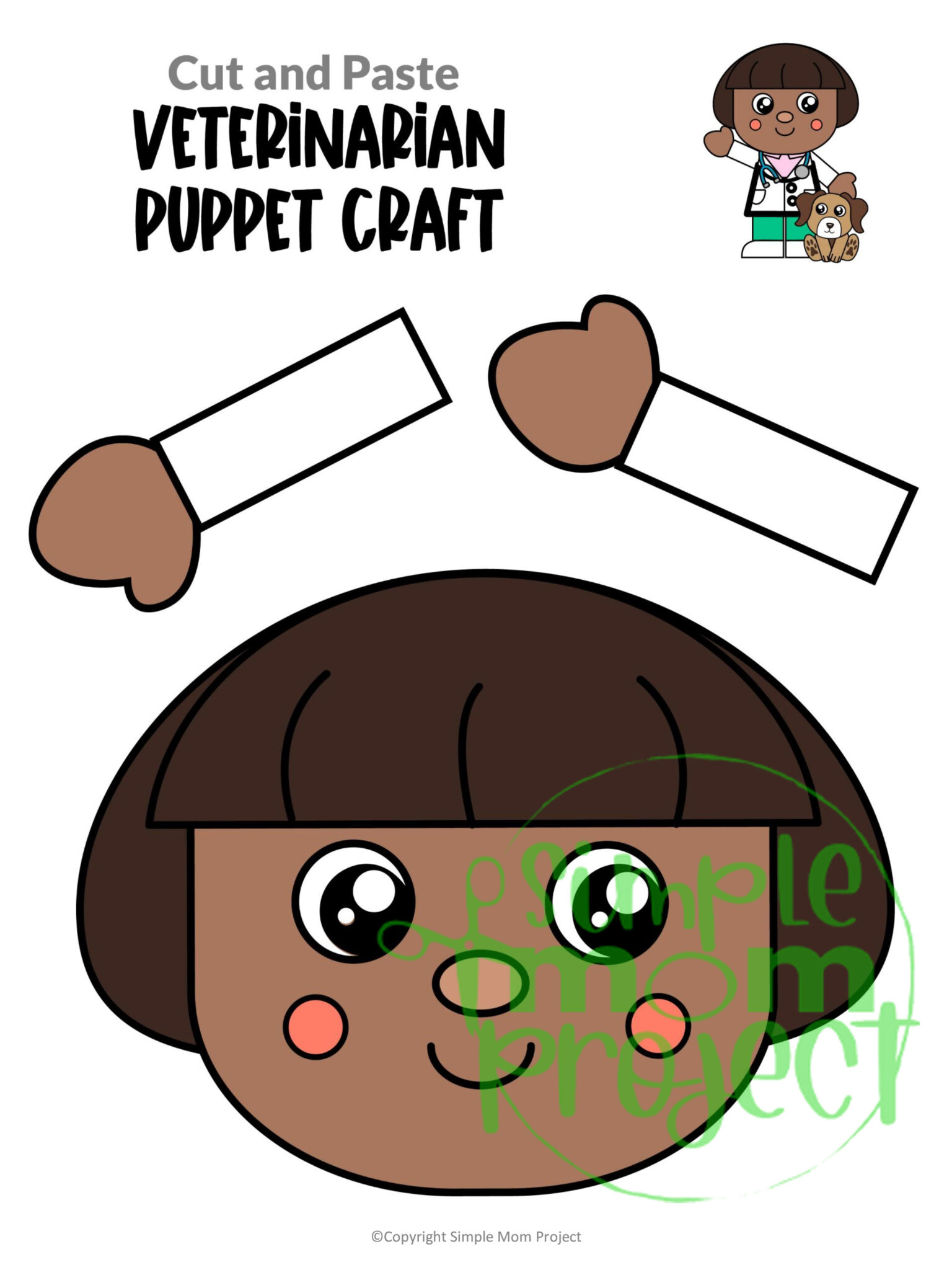 Printable Veterinarian Paper Bag Puppet Template – Simple Mom Project