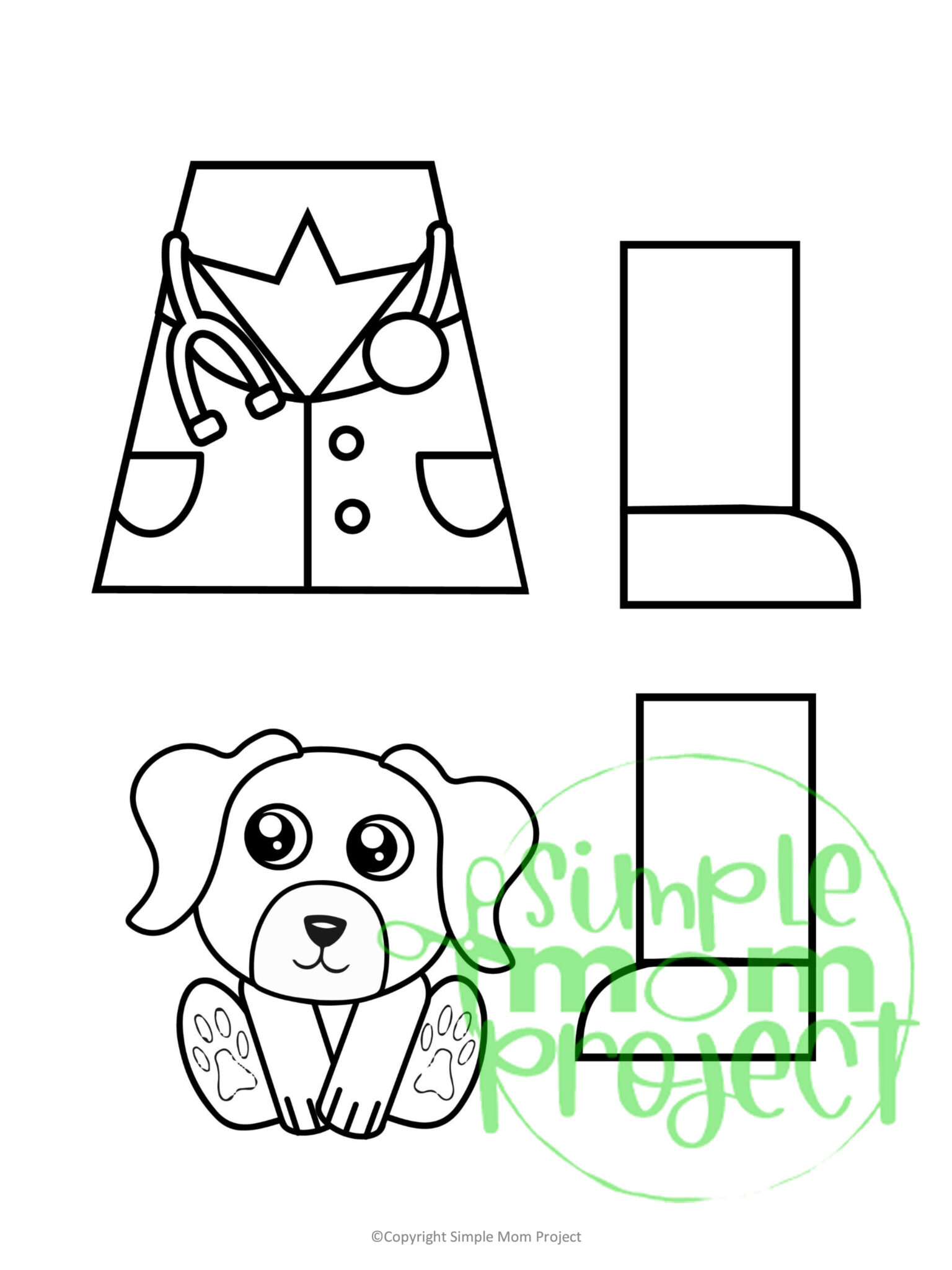 Printable Veterinarian Paper Bag Puppet Template – Simple Mom Project