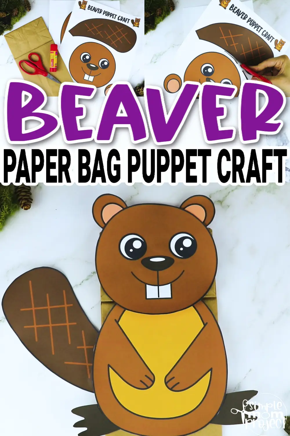 Printable Beaver Paper Bag Puppet Template - Simple Mom Project