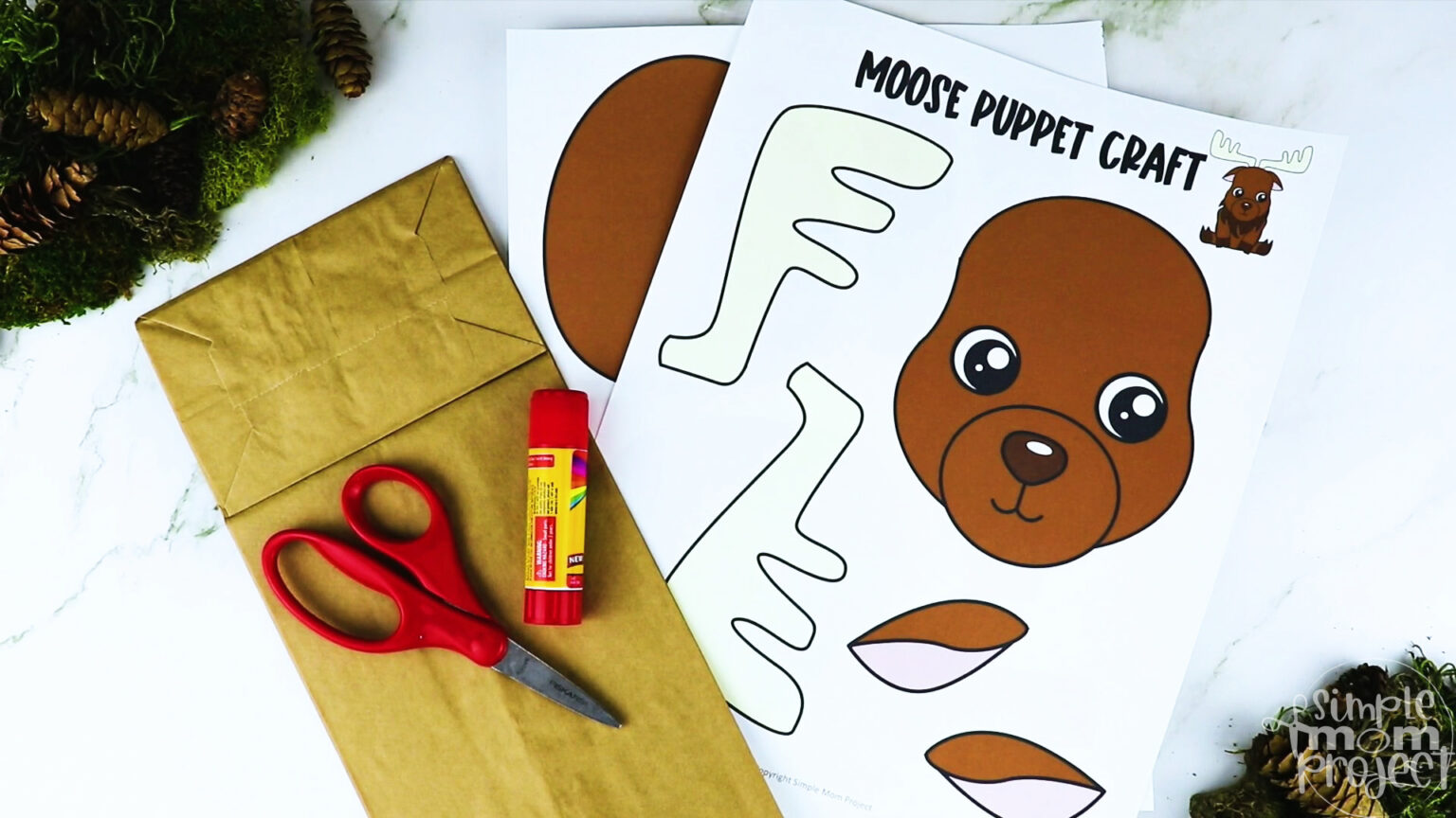 Printable Moose Paper Bag Puppet Template – Simple Mom Project