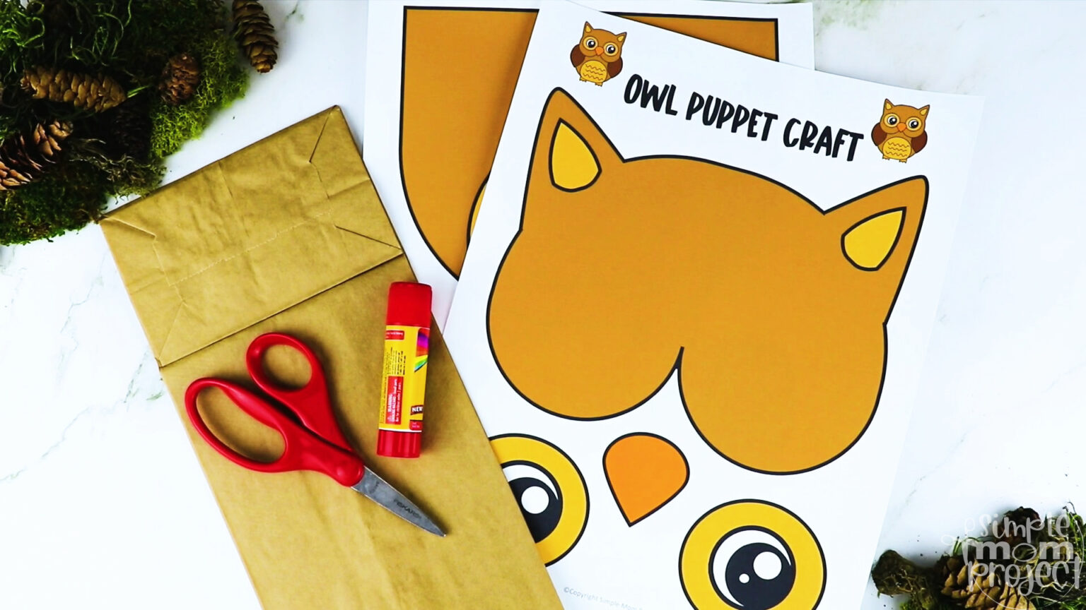 Printable Woodland Owl Paper Bag Puppet Template – Simple Mom Project