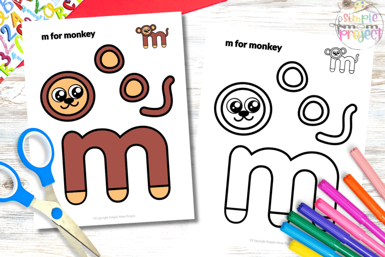 Free Printable Lowercase m Monkey Craft for Kids & Teachers - Simple ...