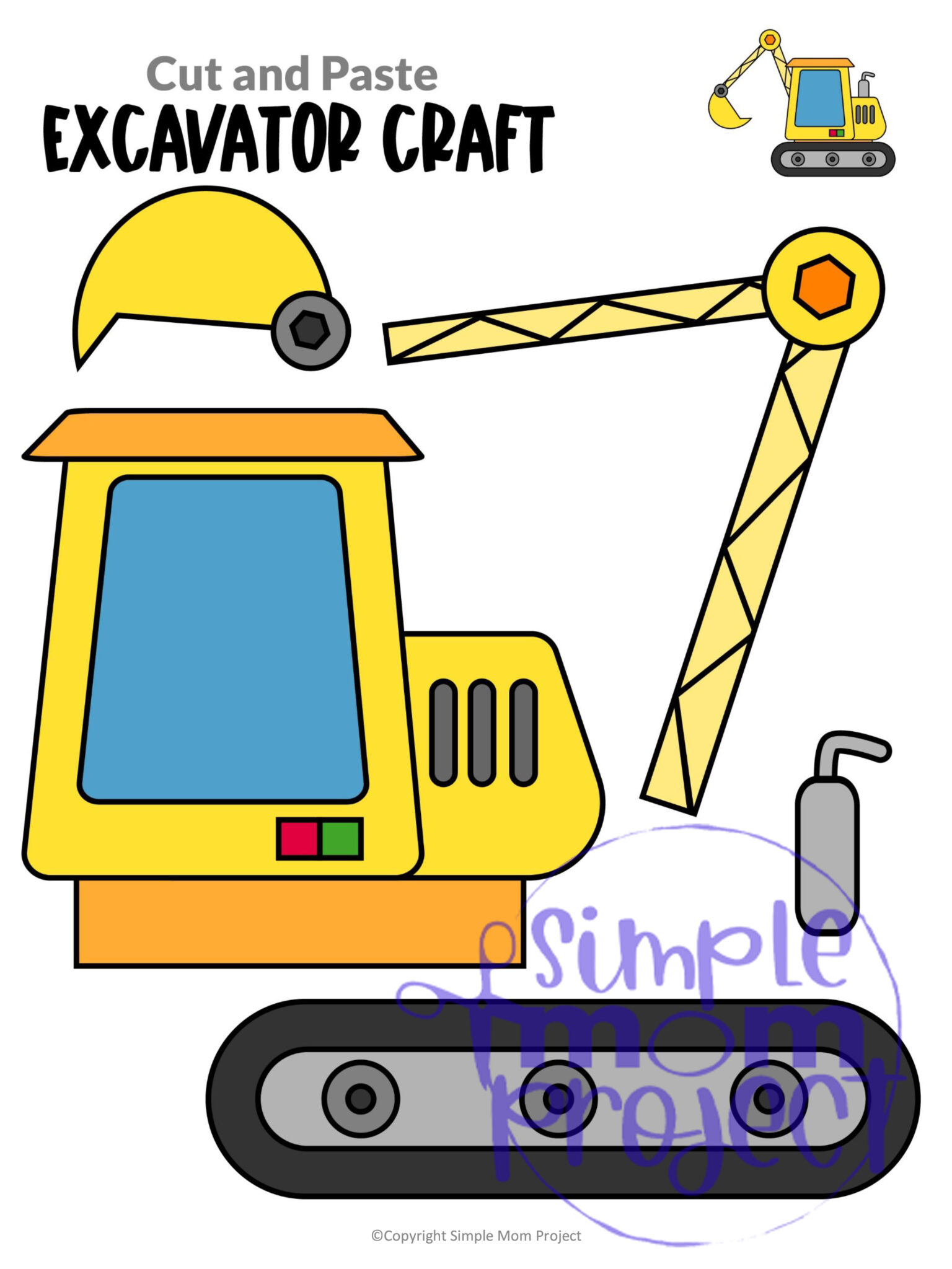 Printable Excavator Craft Template – Simple Mom Project