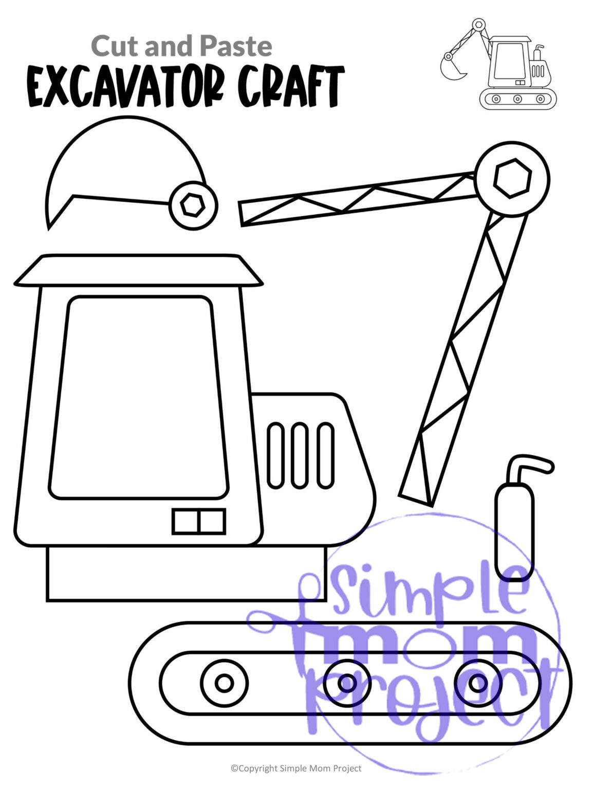 Printable Excavator Craft Template – Simple Mom Project