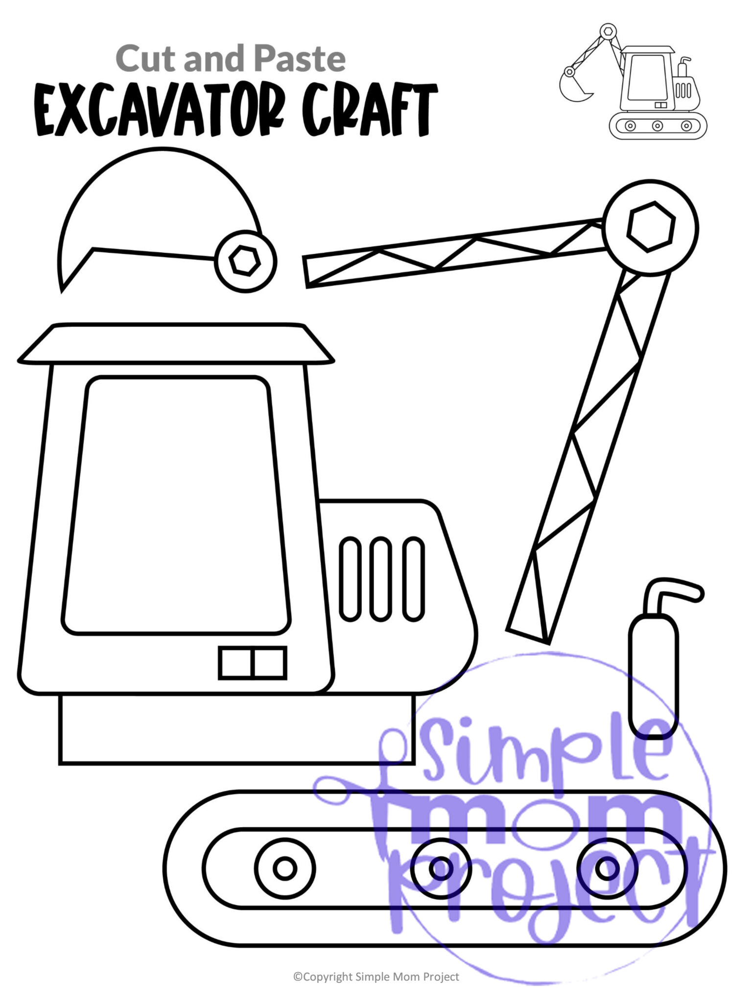 Printable Excavator Craft Template – Simple Mom Project