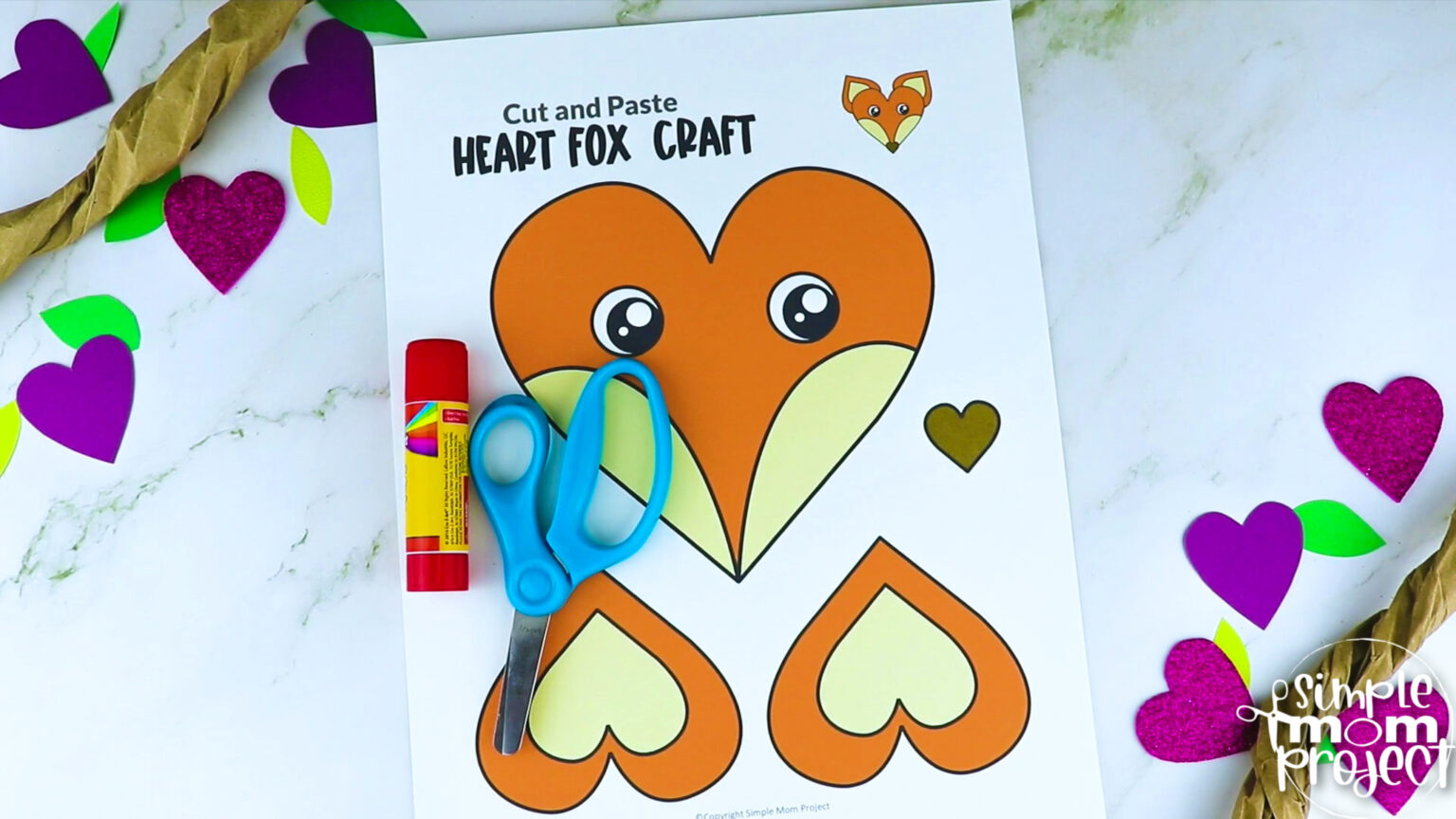 Printable Heart Fox Craft Template – Simple Mom Project