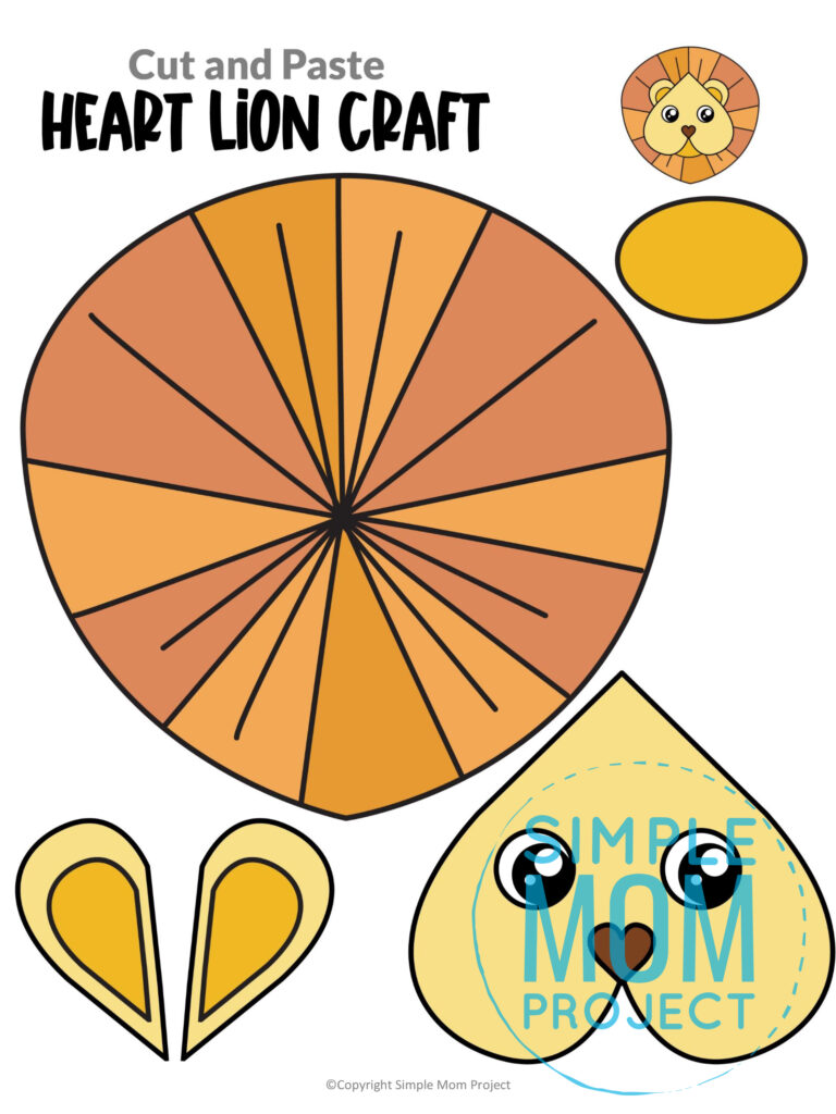 Printable Heart Lion Craft Template – Simple Mom Project