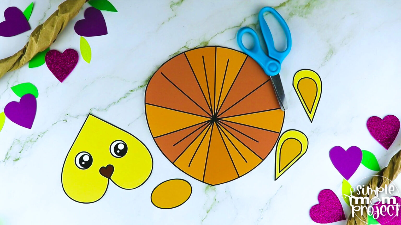 Printable Heart Lion Craft Template – Simple Mom Project