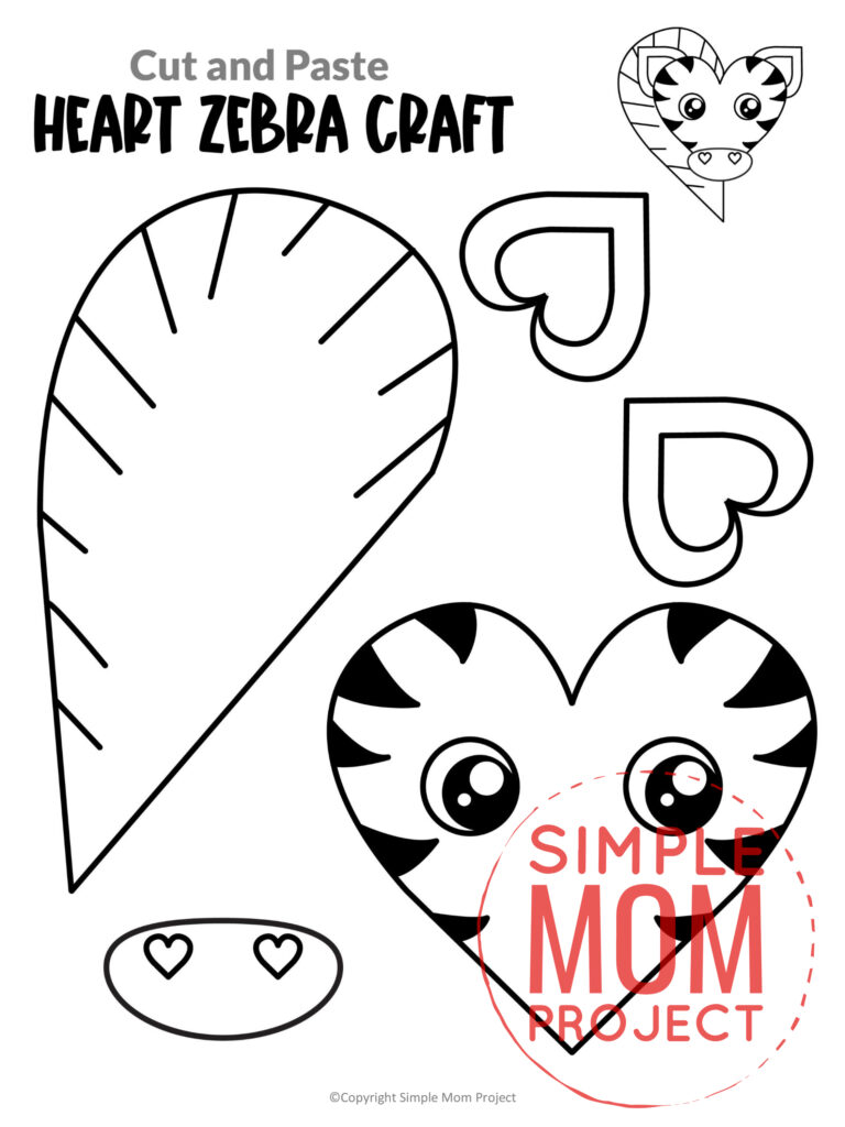 Printable Heart Zebra Craft Template – Simple Mom Project