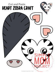Printable Heart Zebra Craft Template – Simple Mom Project