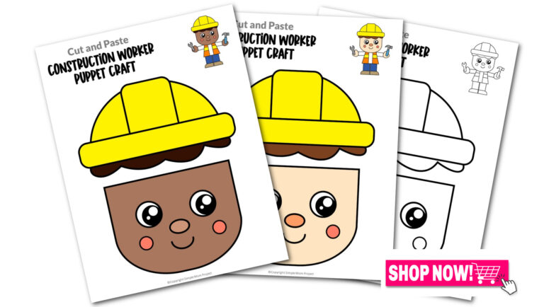 Printable Construction Worker Paper Bag Puppet Template – Simple Mom ...