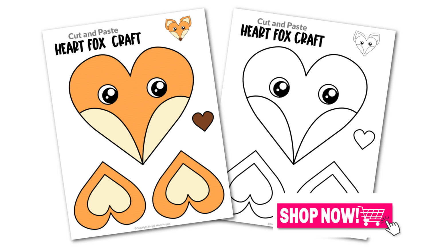 Printable Heart Fox Craft Template – Simple Mom Project
