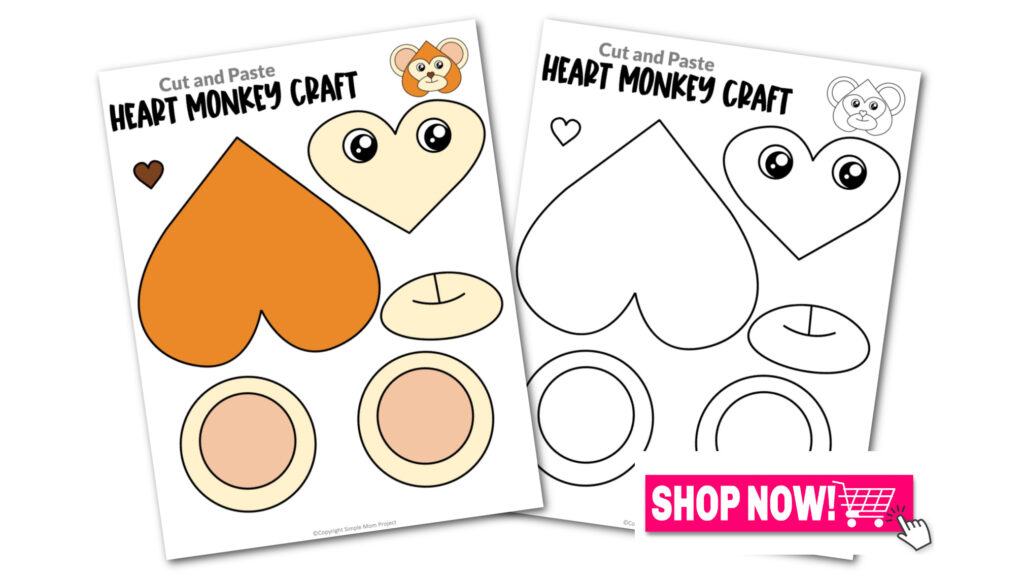 Printable Heart Monkey Craft Template – Simple Mom Project