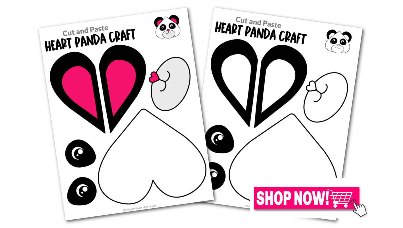 Printable Heart Panda Craft Template – Simple Mom Project