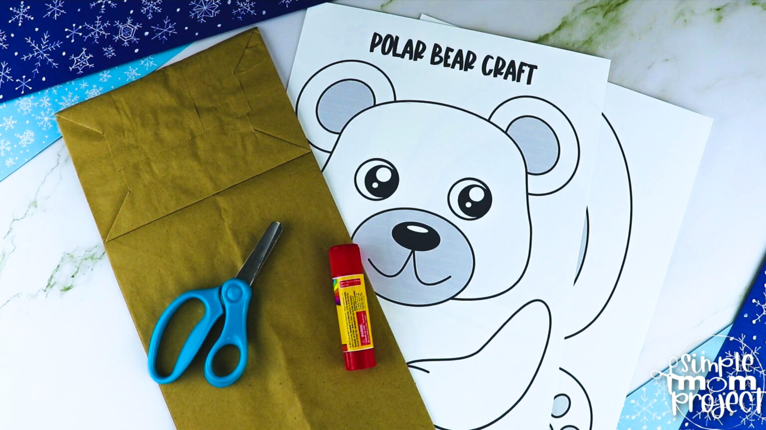 Printable Polar Bear Paper Bag Puppet Template - Simple Mom Project