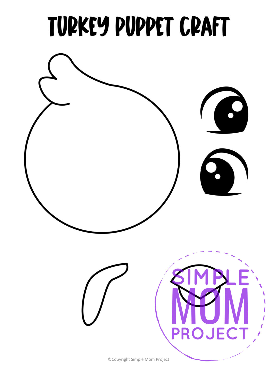 Printable Turkey Paper Bag Puppet Template – Simple Mom Project