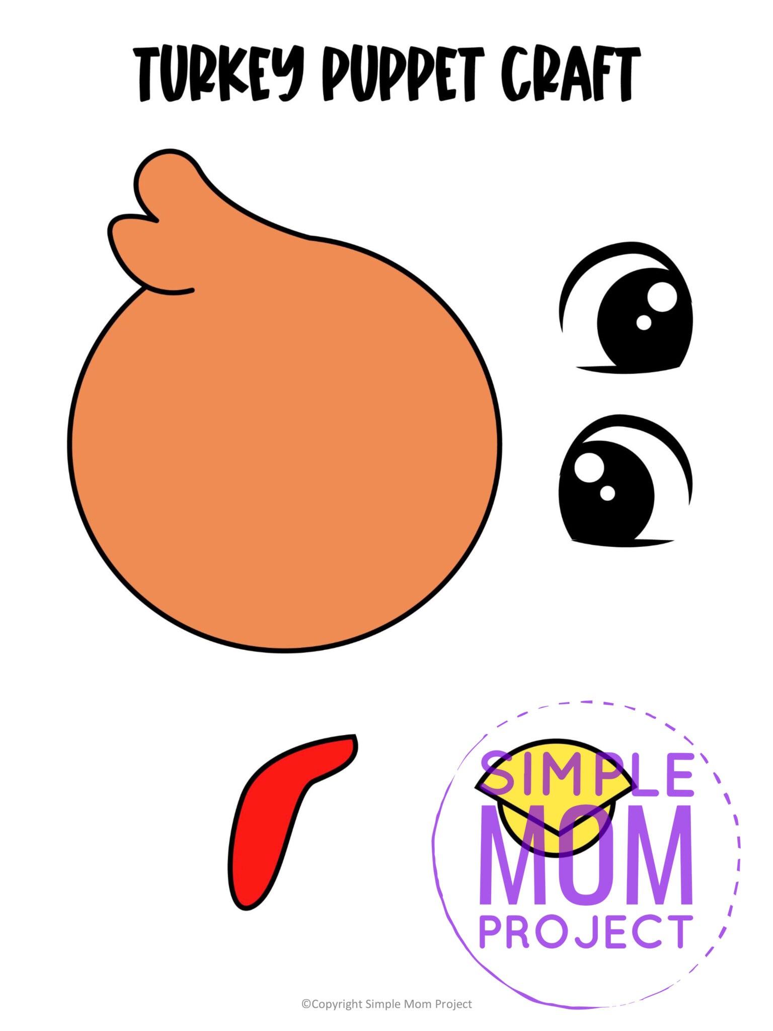 Printable Turkey Paper Bag Puppet Template – Simple Mom Project