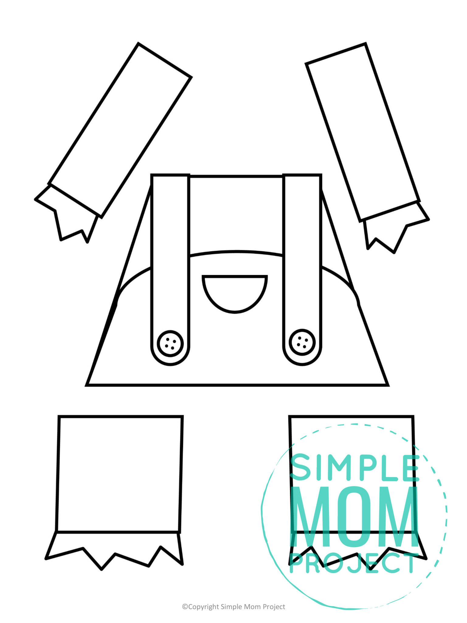 Printable Scarecrow Paper Bag Puppet Template Simple Mom Project