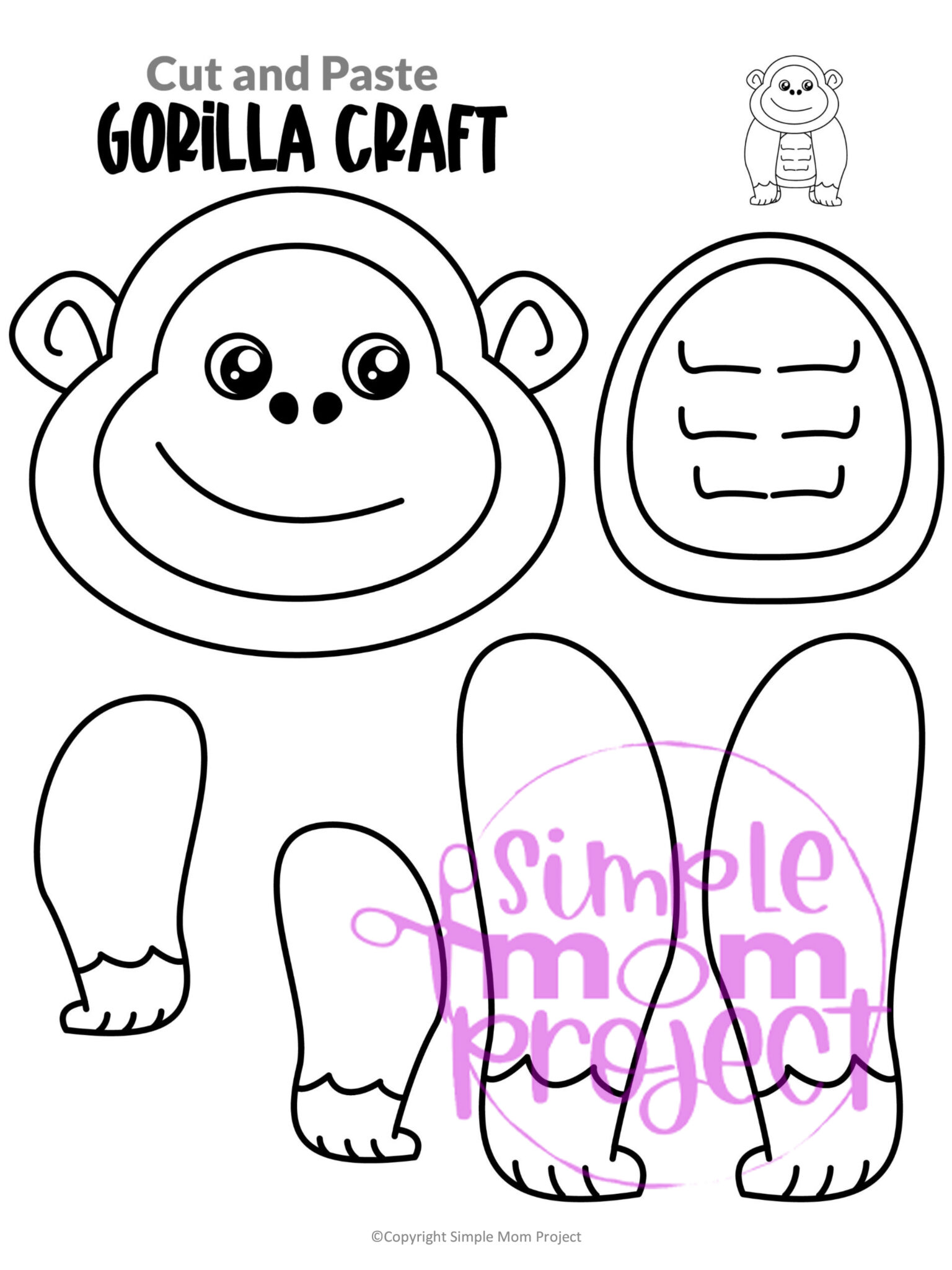 Printable Gorilla Craft Template – Simple Mom Project