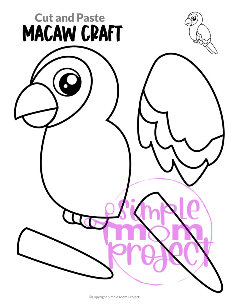 Printable Macaw Parrot Craft Template – Simple Mom Project