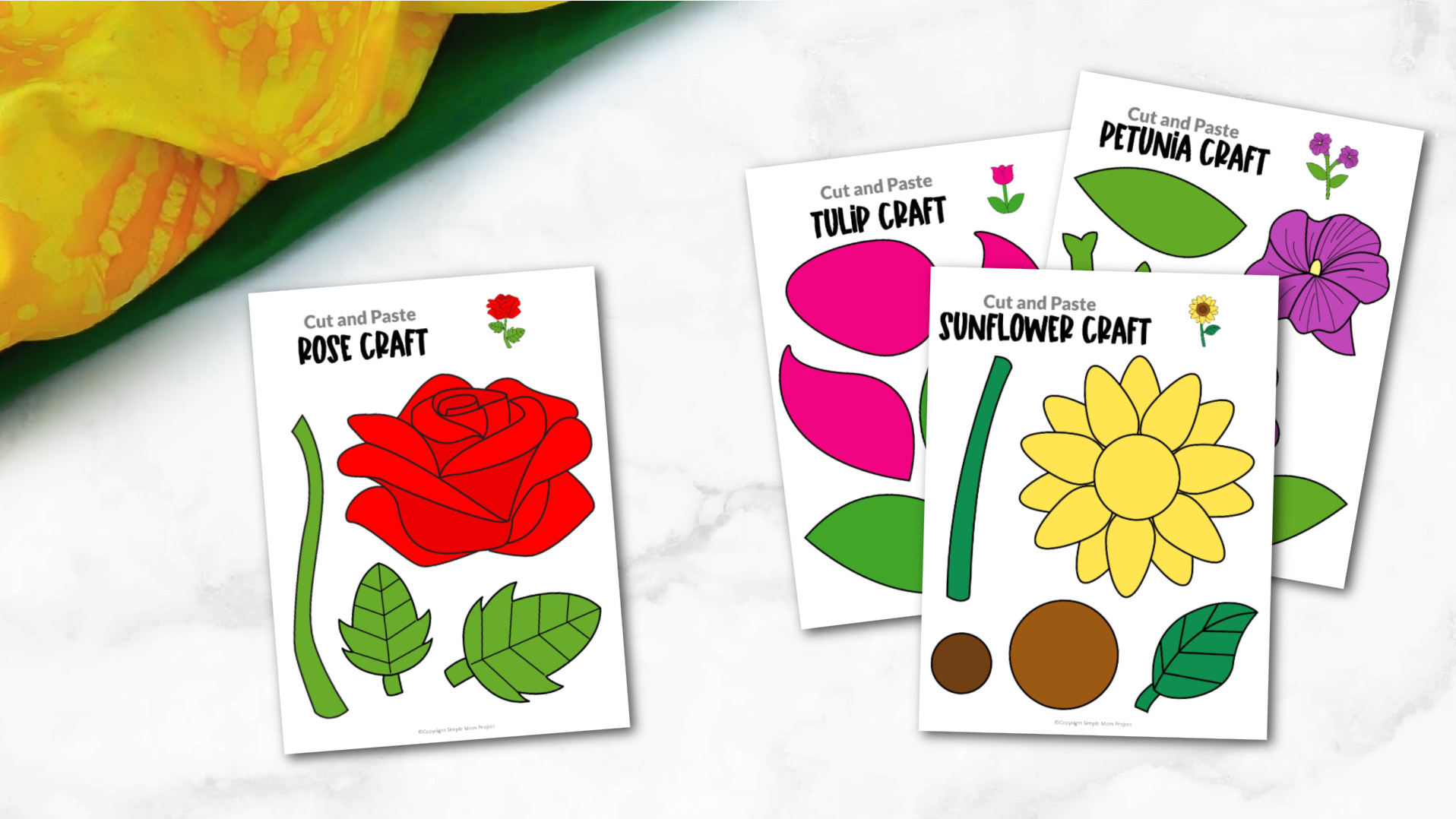 Flower Cut and Paste Printable Templates Bundle – Simple Mom Project