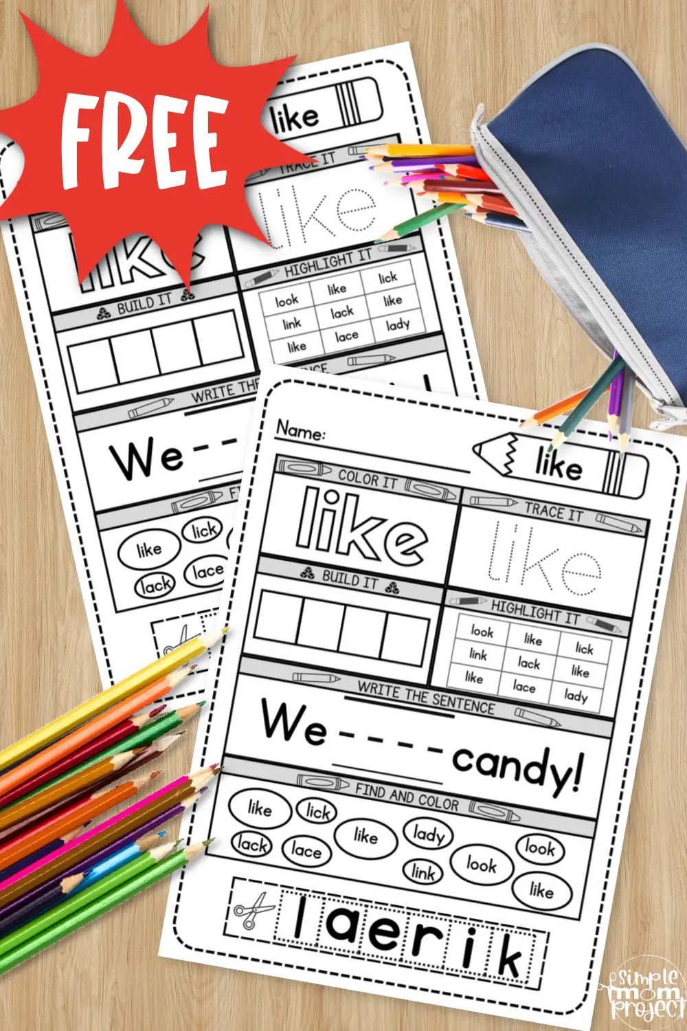 Free Printable Like Sight Word Worksheet for Kindergarten - Simple Mom ...
