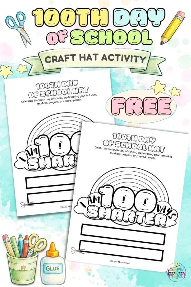 Free Printable 100th Day of School Hat Template for Kids - Simple Mom ...