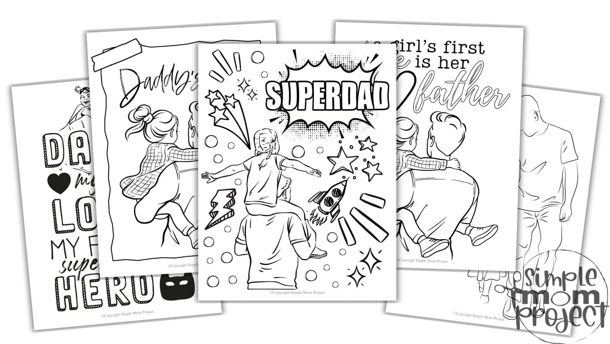 FREE Dad and Daughter Cute Printable Coloring Pages - Simple Mom Project