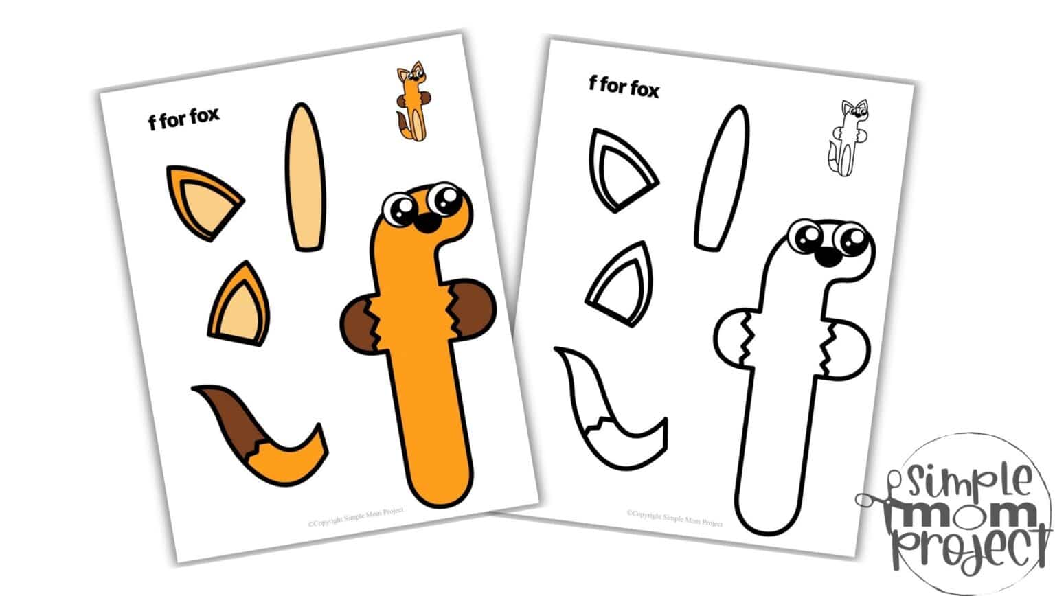 Free Printable Lowercase Letter f for Fox Craft - Simple Mom Project
