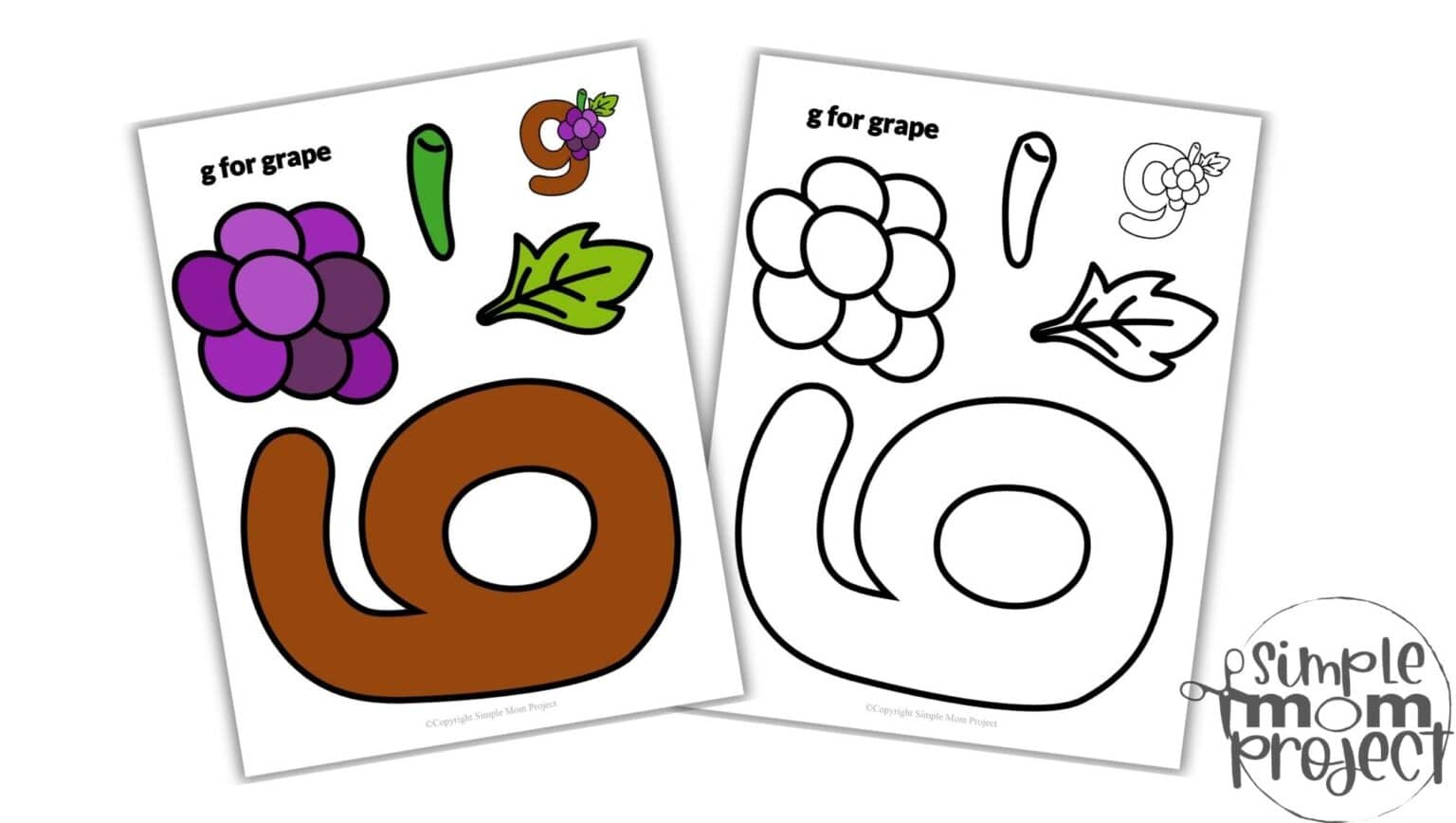 Free Printable Lowercase Letter g for Grapes Craft - Simple Mom Project