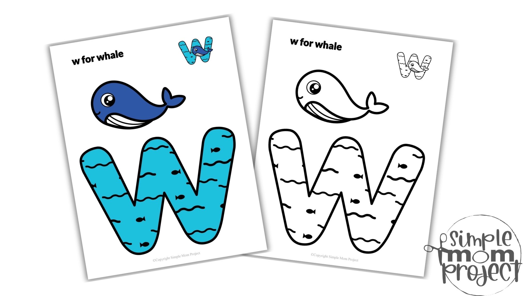 Free Printable Lowercase Letter w for Whale Craft – Simple Mom Project