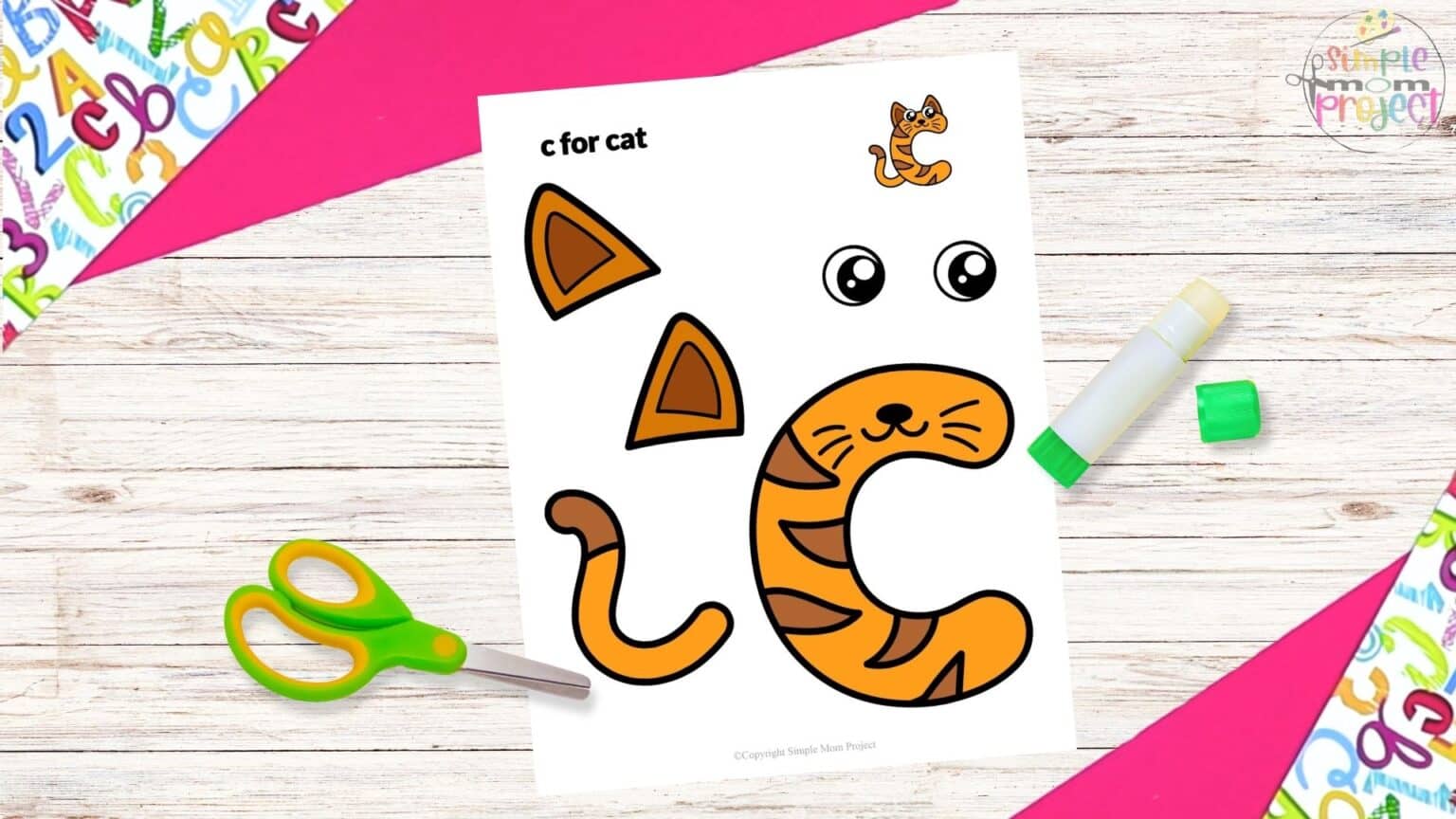 Free Printable Lowercase Letter c for Cat Craft - Simple Mom Project
