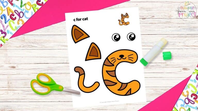 Free Printable Lowercase Letter c for Cat Craft - Simple Mom Project