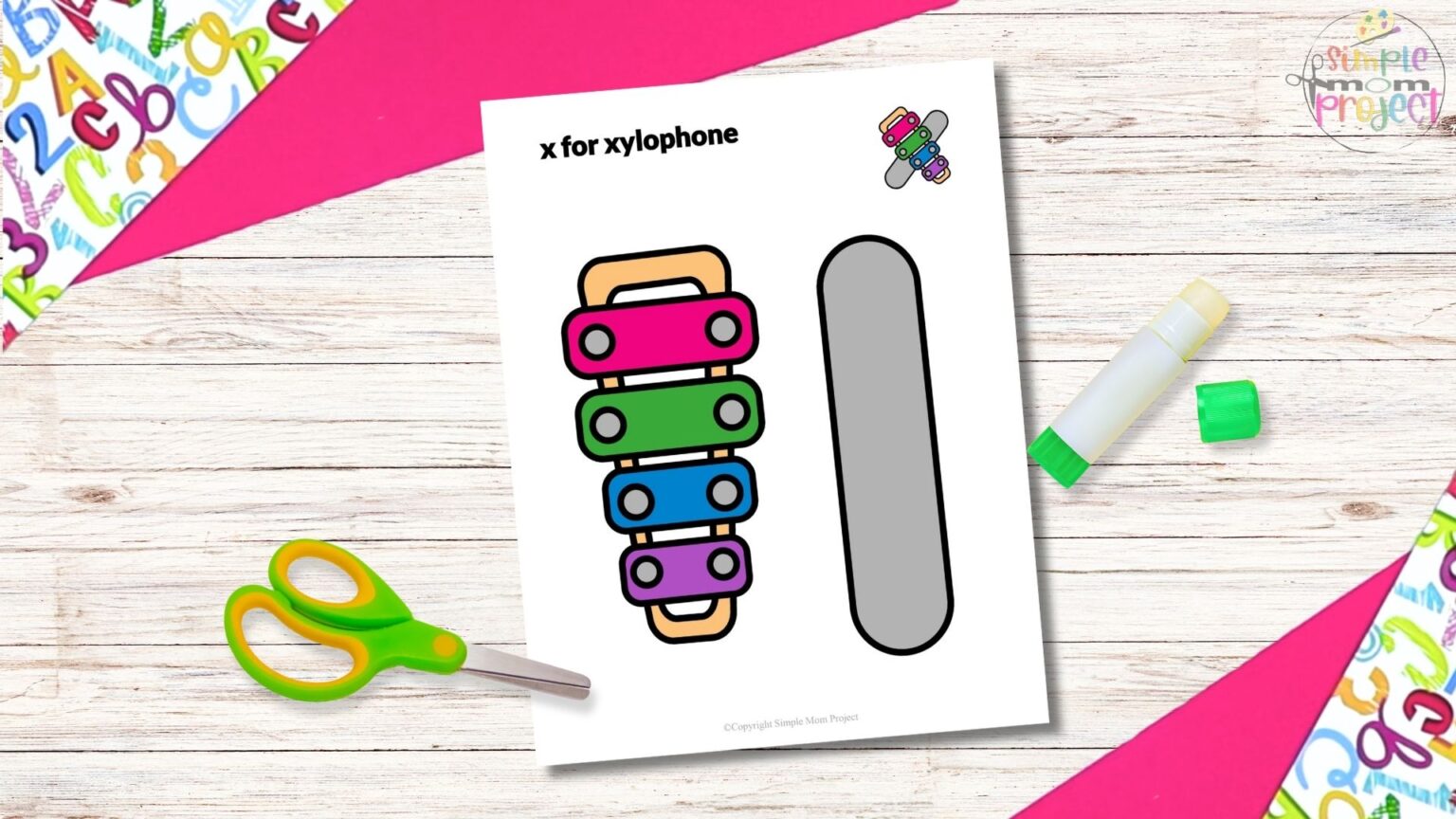 Free Printable Lowercase Letter x for Xylophone Craft – Simple Mom Project