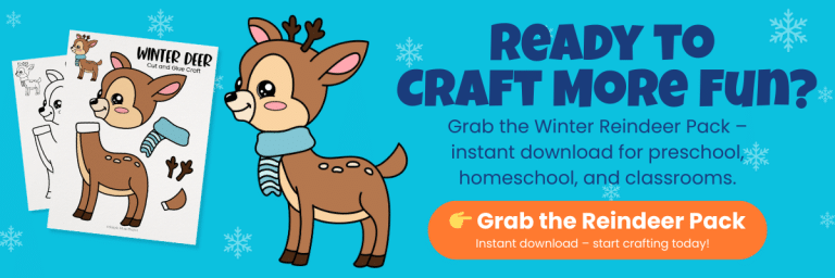 Cute Free Printable Winter Reindeer Template for Kids Crafts - Simple ...