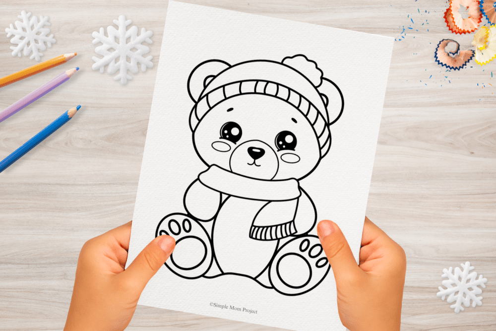Free Printable Winter Teddy Bear Template for Kids - Simple Mom Project